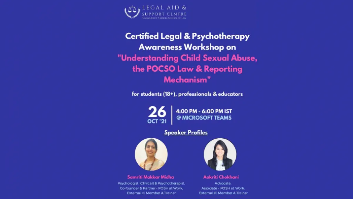 24th Oct 2021 - Interactive Legal & Psychotherapy Awareness Workshop on ...